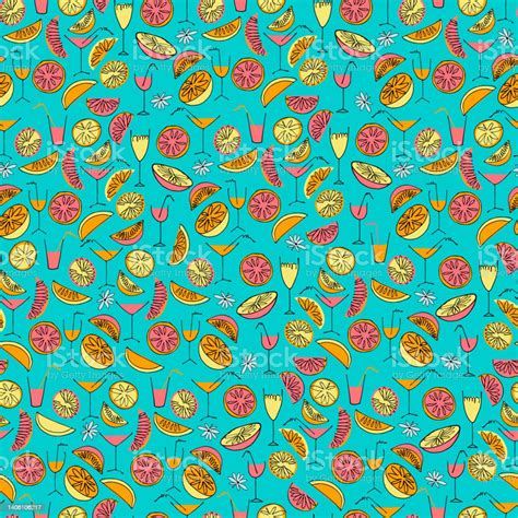 감귤류와 칵테일과 스무디 안경으로 완벽한 패턴 음료 음식 열대 과일 테마 식탁보에 대한 스톡 벡터 아트 및 기타 이미지 식탁보 Central London 감귤