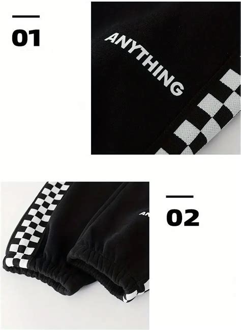 بنطال رياضي من الصوف بنمط الشطرنج للأطفال، بنطلون كاجوال Temu Saudi