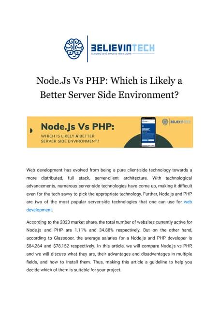 Nodejs Vs Php Which Is Likely A Better Server Side Environment Pdf