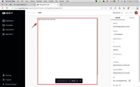 generating documents using the api