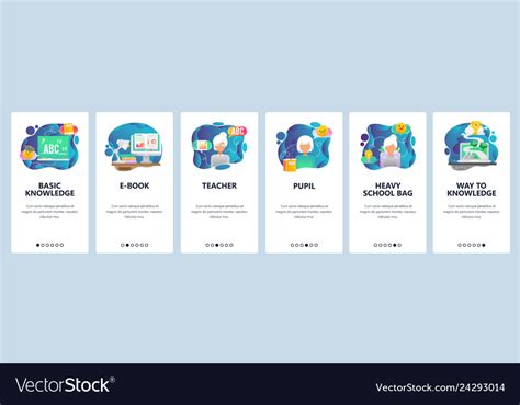 Mobile App Onboarding Screens School Teacher And Vector Image