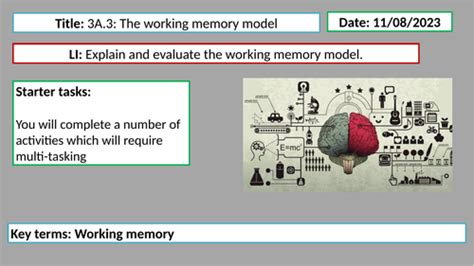 Ib Psychology Working Memory Model Teaching Resources