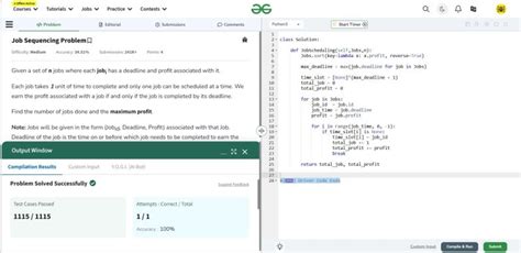Sandeep Yadav On Linkedin Geekstreak2024 Codingchallenge Geeksforgeeks Jobscheduling