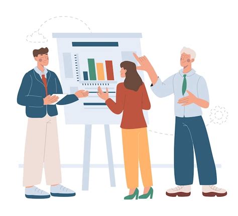 Premium Vector Office Team Analyzing Data Near Whiteboard Business Concept Vector Flat