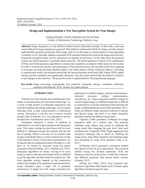 Pdf Design And Implementation A New Encryption System For True Images