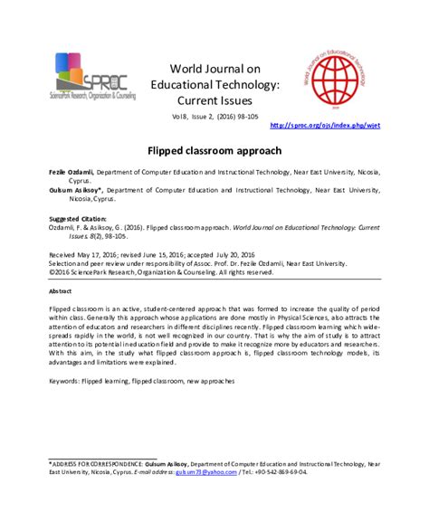 Pdf Flipped Classroom Approach