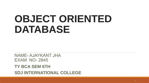 Object Oriented Database Management System Ppt