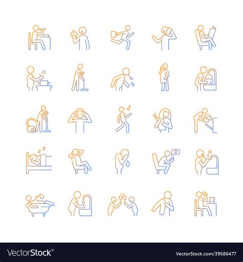 Human Behaviour Gradient Linear Icons Set Vector Image