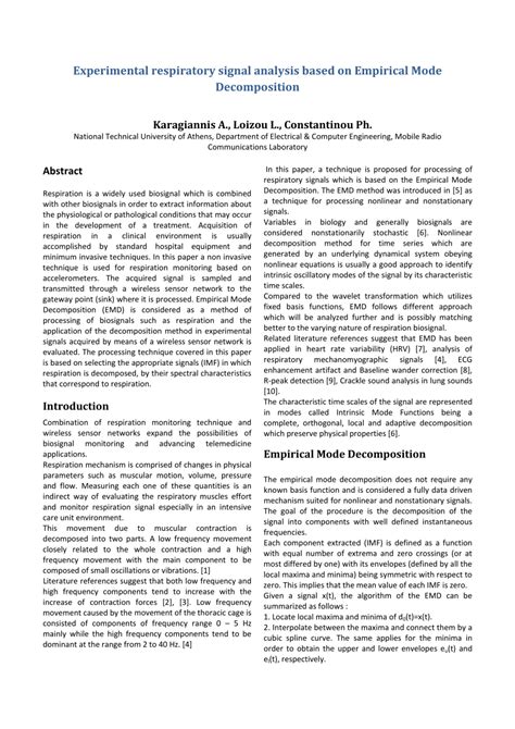 pdf experimental respiratory signal analysis based on empirical mode