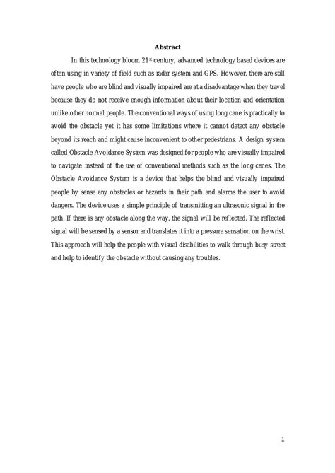 Obstacle Avoidance System Eee226 Microprocessor 1 Usm Thinkswap