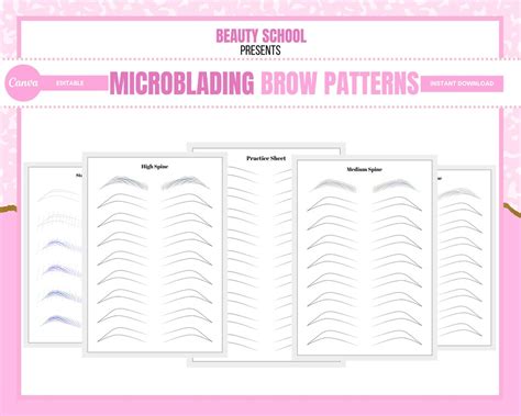 Microblading Brow Patterns Hair Strokes Practice Transition Patterns Brow Design Training