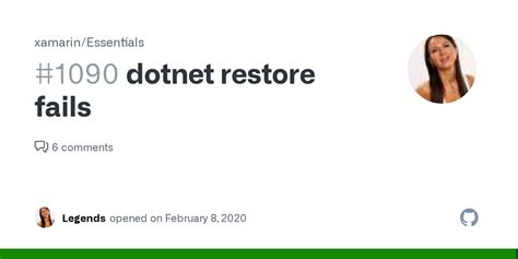 Dotnet Restore Fails · Issue 1090 · Xamarinessentials · Github