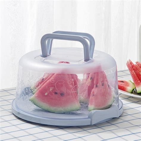 Jierger Round Cake Storage Box With Handle And Inner Tray Portable