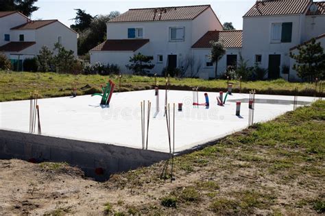 Concrete Slab Framework Of Residential House Under Construction In