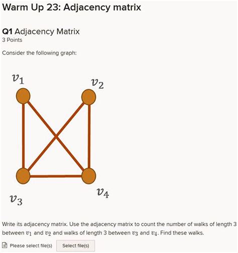 SOLVED Warm Up Adjacency Matrix Adjacency Matrix Points