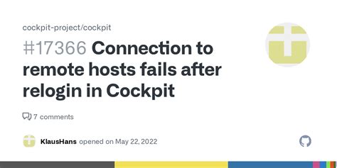 Connection To Remote Hosts Fails After Relogin In Cockpit · Issue 17366 · Cockpit Project