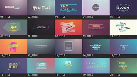 Ae模板：20组简介文字标题小标签动画效果 Motion Titles Pack