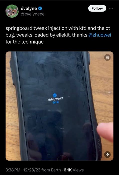Ellekit Developer Achieves Springboard Tweak Injection With Kfd