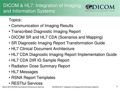 PPT DICOM HL7 Integration Of Imaging And Information Systems PowerPoint Presentation ID