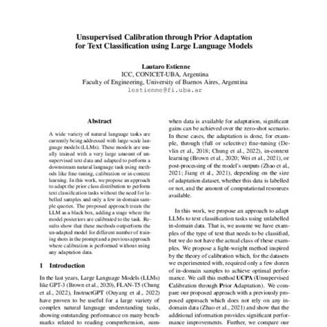 unsupervised calibration through prior adaptation for text classification using large language