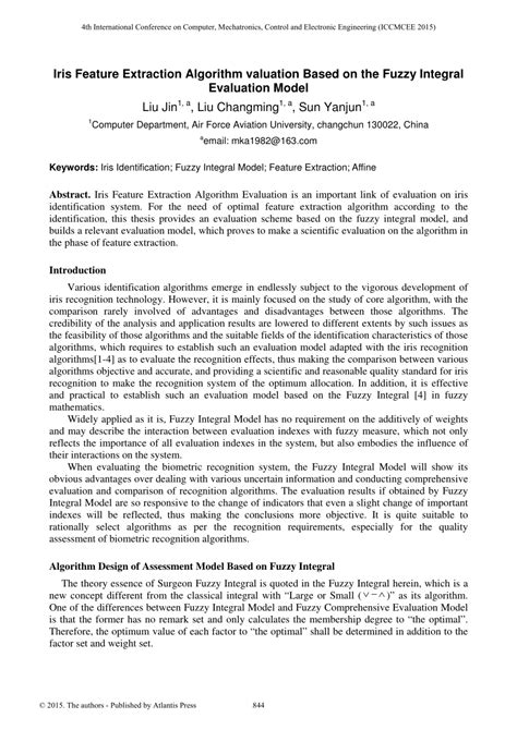Pdf Iris Feature Extraction Based On The Fuzzy Clustering Evaluation Algorithm