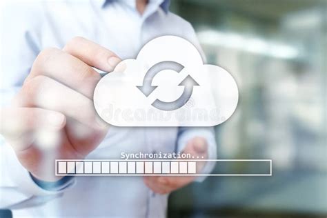 Cloud Synchronization Data Storage Internet And Computing Concept On Virtual Screen Stock