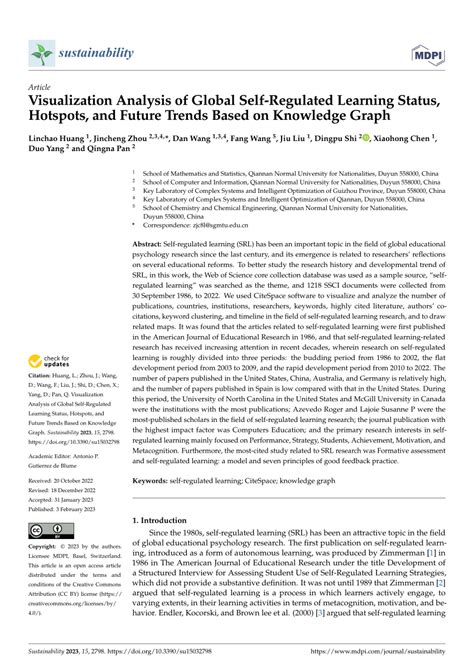 Pdf Visualization Analysis Of Global Self Regulated Learning Status Hotspots And Future