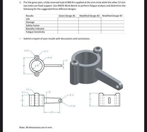 Solved 1 For The Given Part A Fully Reversed Load Of 800 N