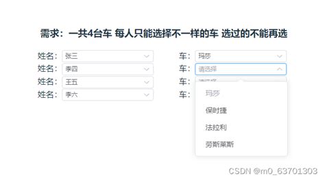 Vue 循环el Select 并且不能重复选择相同数据vue 实现动态循环出的多个el Select 不能重复选择相同的数据 Csdn博客