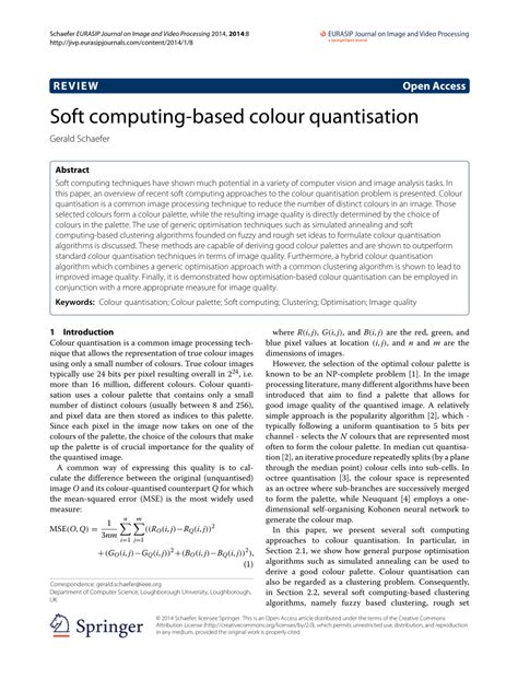 Pdf Soft Computing Based Colour Quantisation Soft Computing For Image Analysis