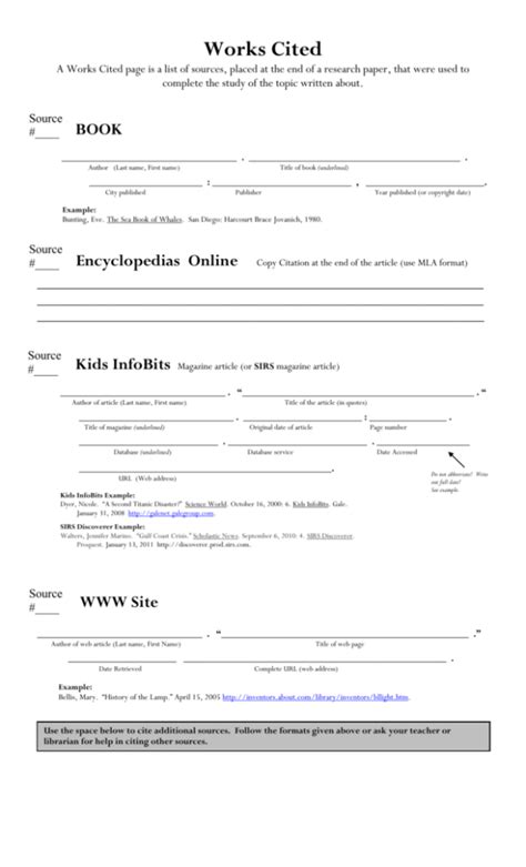 Works Cited Page Template Mla Format Guide
