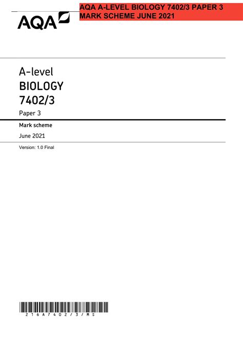 Aqa A Level Biology Paper 2 Qp 2021 And Aqa A Level Biology 74022