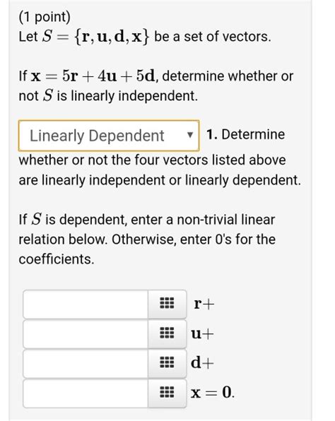 Solved Point Let S R U D X Be A Set Of Vectors If Chegg Com