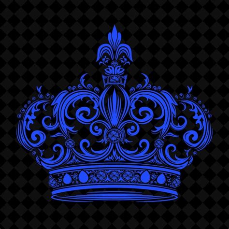 Premium Psd A Blue Crown With A Pattern Of The Crown On A Black Background