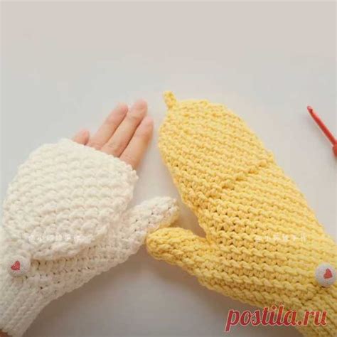 Варежки крючком с откидным верхом Мастер класс Креаликум Вязание уроки схемы мотивы