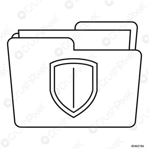 Protected Folder Icon Outline Style Stock Vector 3462186 Crushpixel