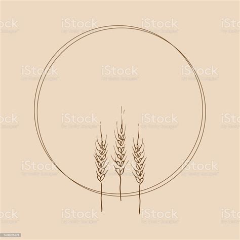 밀의 귀에서 화환 프레임입니다 밀의 귀의 무리 말린 전체 곡물 시리얼 수확 농업 유기 농업 건강 식품 상징 손으로 그린 밀의 귀 디자인 요소 벡터 그림입니다 가루로 빻은에