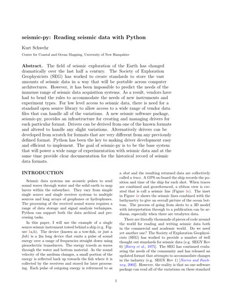 PDF Seismic Py Reading Seismic Data With Python