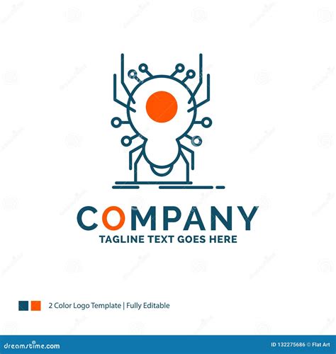 Bug Insect Spider Virus App Logo Design Blue And Orange Bra Stock