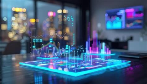 Dynamic Data Visualization Displaying Complex Analytics At Night In A Modern Office Premium Ai