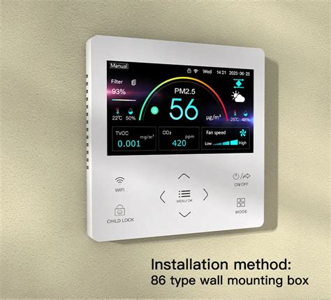 LCD Color Screen Wifi Smart Digital Room VOC PM CO Temperature And Humidity Fan Controller