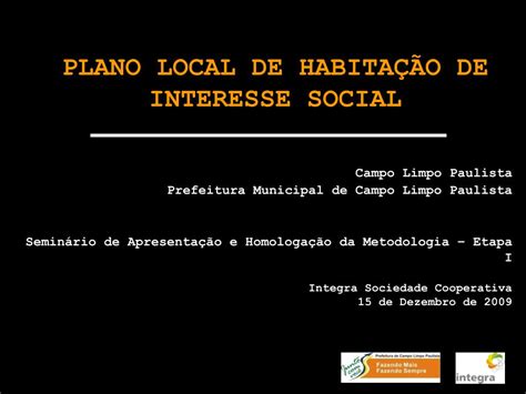 Ppt Plano Local De HabitaÇÃo De Interesse Social Powerpoint