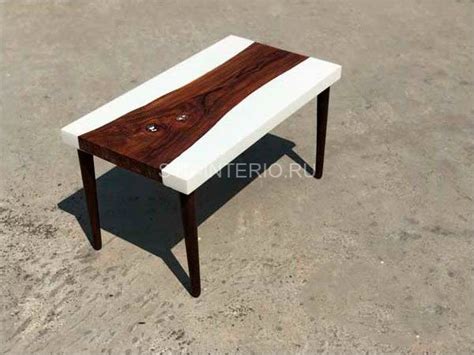 Стол речка из слэба белый. РЕКА