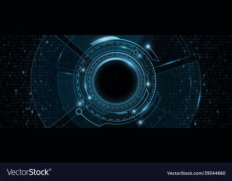 Digital Hud Gui Ui With Binary Code Futuristic Vector Image