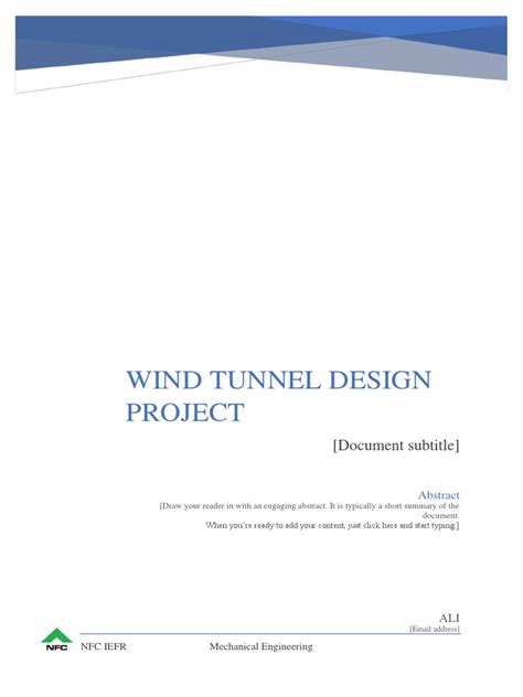 Wind Tunnel Design Project Document Subtitle Pdf Wind Tunnel