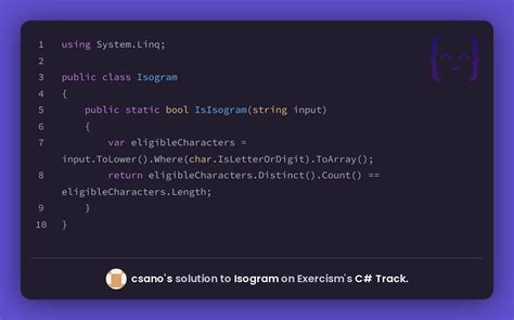 Csanos Solution For Isogram In C On Exercism