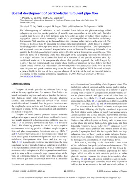 Pdf Spatial Development Of Particle Laden Turbulent Pipe Flow