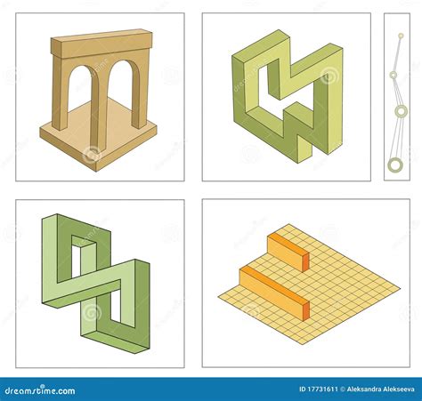 Different Optical Illusions Of Impossible Objects Stock Vector Illustration Of Multicolored