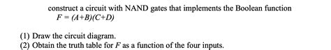 Solved Construct A Circuit With Nand Gates That Implements