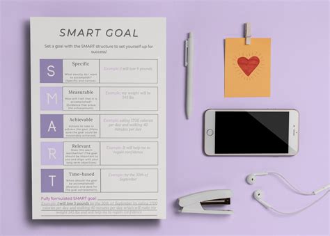 SMART Goal Setting Worksheet Etsy
